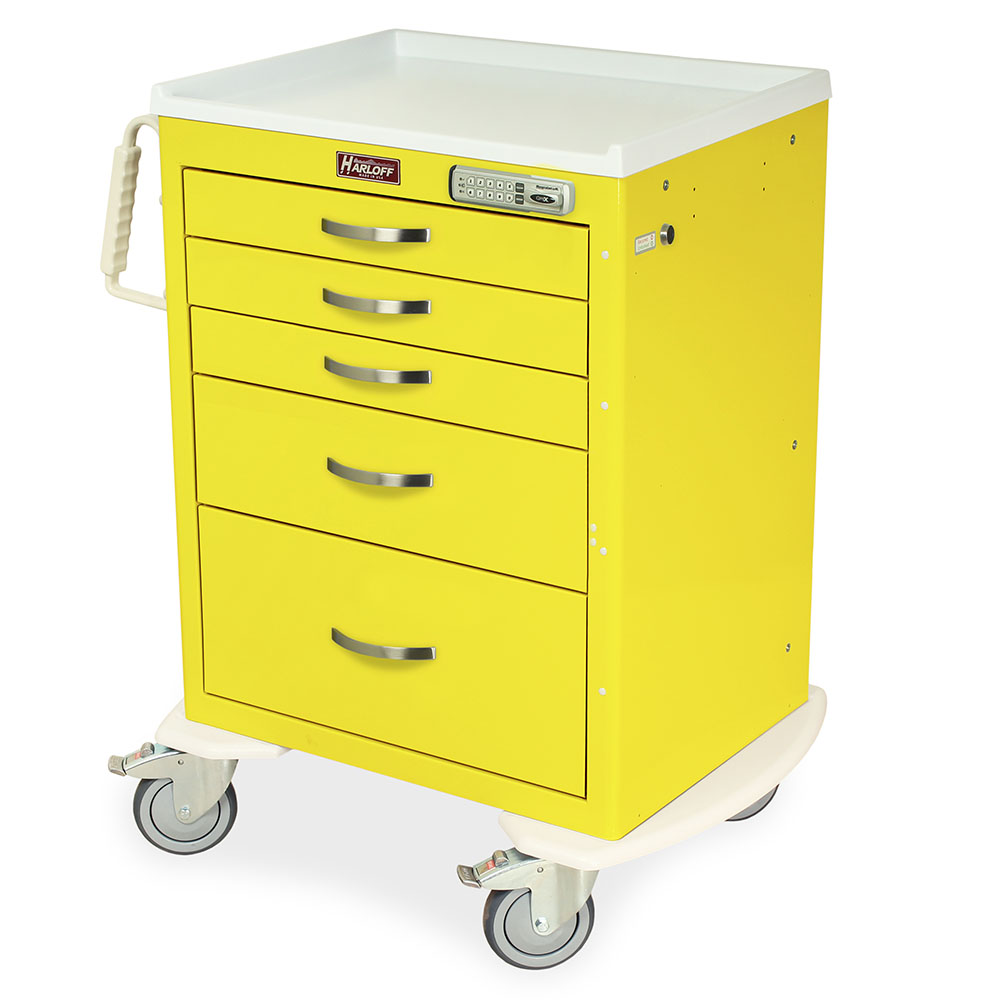 Harloff M-Series Short Isolation Cart, Medium Width, Five Drawers, E-L ...