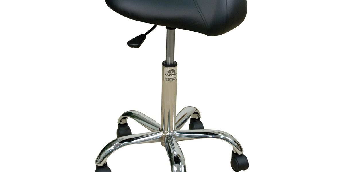 Oakworks Premium Stool with Saddle Seat — Victori Medical